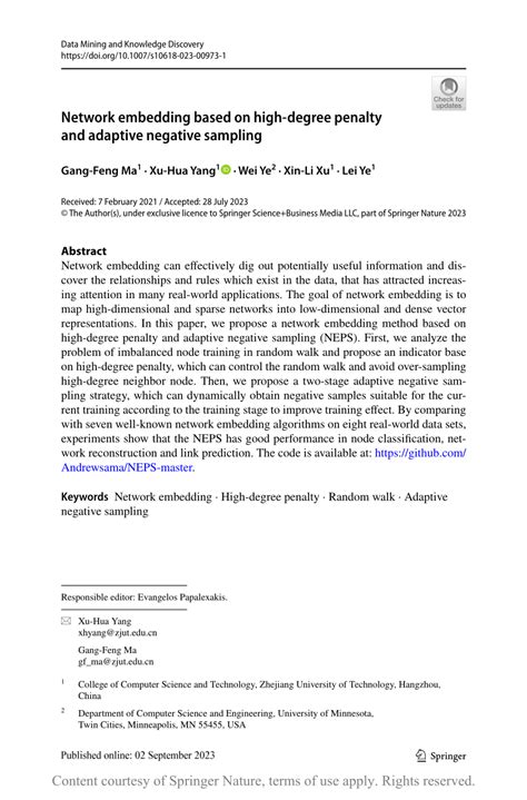 Network Embedding Based On High Degree Penalty And Adaptive Negative Sampling
