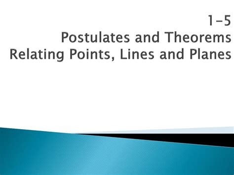 PPT 1 5 Postulates And Theorems Relating Points Lines And Planes PowerPoint Presentation ID