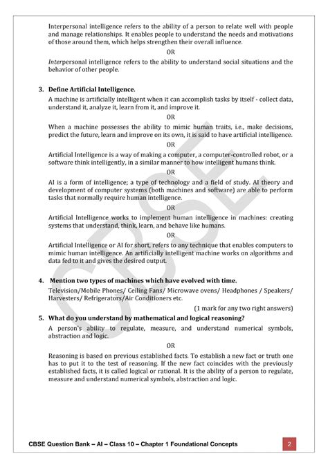 class 10 ai question bank chapter 1 introduction to ai fundamental
