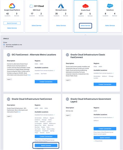 connect to oracle oci equinix product documentation