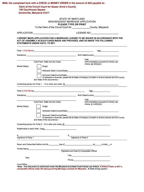 Md Non Resident Marriage Application Form Fill Online Printable