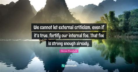 We Cannot Let External Criticism Even If Its True Fortify Our Inter