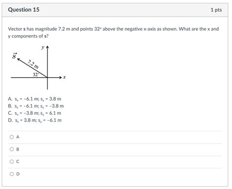 Solved Question 15 1 Pts Vector S Has Magnitude 72 M And
