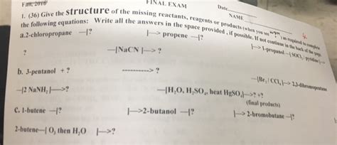 solved give the structure of the missing reactants reagents