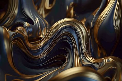 Premium Ai Image Black Gold Liquid Liquid Metallic Generative Ai