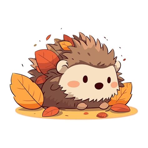 Premium Vector Cute Hedgehog In Autumn Leaves Vector Illustration Of A Cute Hedgehog