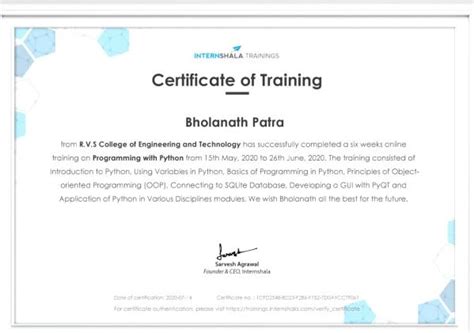 Bholanath Patra On Linkedin Amazing Course Of Intenshala By Python