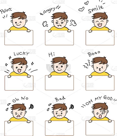 面部表情 绘画插图 男孩 多样 人 生气 垂直画幅 图像 眼泪 儿童