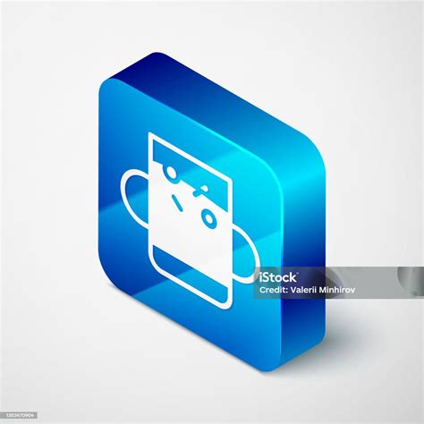 회색 배경에 고립 된 차와 잎 아이콘의 등색 컵 파란색 정사각형 버튼 벡터 0명에 대한 스톡 벡터 아트 및 기타 이미지 0명 3차원 형태 가득 찬 Istock