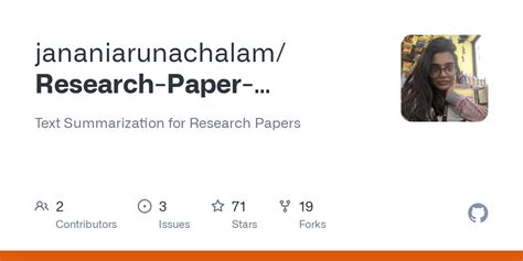 Github Jananiarunachalam Research Paper Summarization Text Summarization For Research Papers