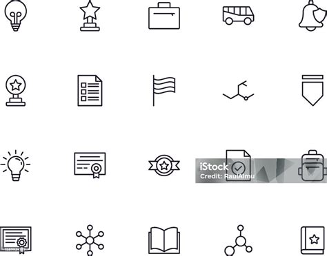 교육 라인 아이콘이 설정되었습니다 웹 디자인 모바일 앱 Ui 디자인 등을 위한 고품질 표지판 모음 교육 학교 대학 학습의 개요 아이콘입니다 문서에 대한 스톡 벡터 아트 및