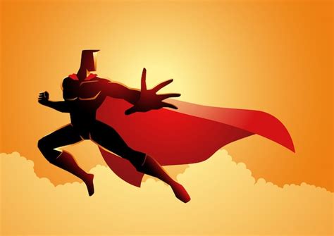 행동에 슈퍼 히어로 포즈 프리미엄 벡터