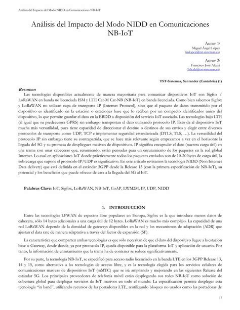 Pdf Análisis Del Impacto Del Modo Nidd En Comunicaciones Nb Iot Dokumentips