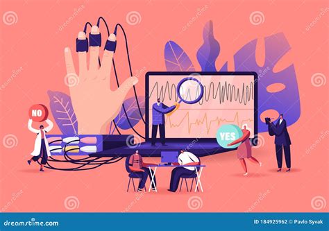 Polygraph Test Landing Page Template Tiny Characters At Huge Computer