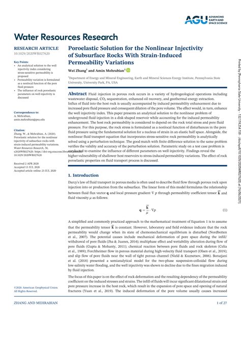 Pdf Poroelastic Solution For The Nonlinear Injectivity Of Subsurface Pdf Poroelastic Solution For The Nonlinear Injectivity Of Subsurface