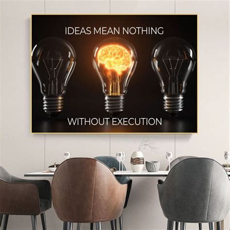 Piece Motivational Art Canvas Painting Incandescent Light Bulb