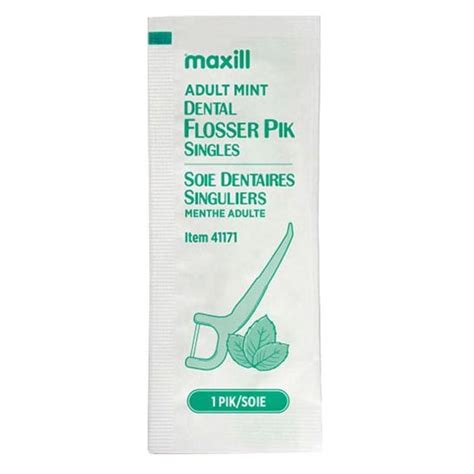 Flosser Piks Adult Mint Single Pack 1 Pick Per Envelope Box Of 500