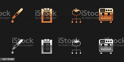 파이펫 임상 기록 유전자 변형 식품 및 생물 안전 상자 아이콘을 설정합니다 벡터 Dna에 대한 스톡 벡터 아트 및 기타 이미지 Dna 건강 검진 건강 진단 Istock