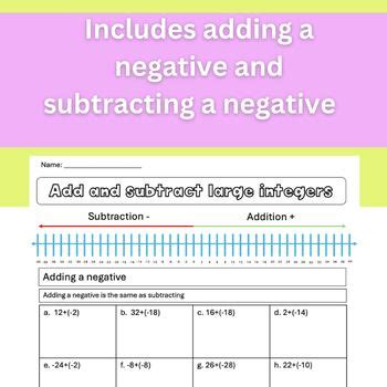 Add And Subtract Positive And Negative Integers Numbers BUNDLE TPT
