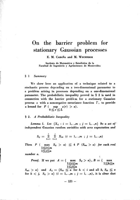 Pdf On The Barrier Problem For Stationary Gaussian Processes