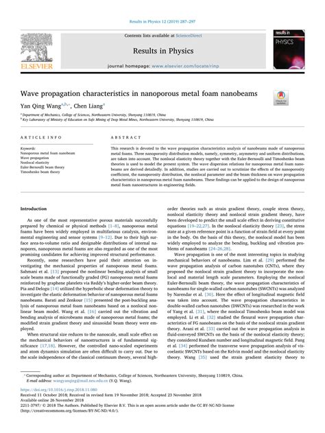 Pdf Wave Propagation Characteristics In Nanoporous Metal Foam Nanobeams