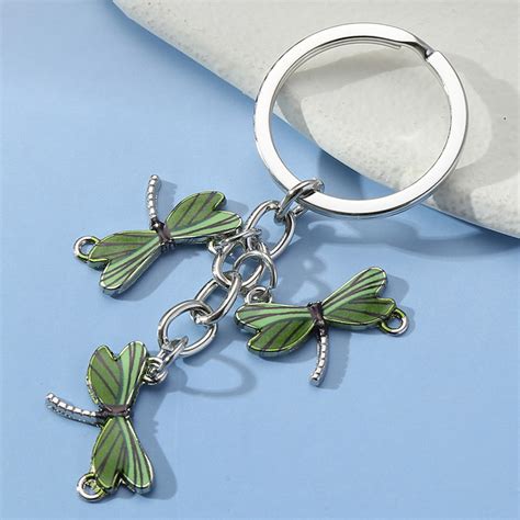 Badu Bg Прекрасен ключодържател с водни кончета Цветни летящи животни Ключодържатели Емайлиран