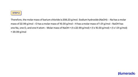 Solved Calculate The Molar Mass Of The Following Barium Chloride