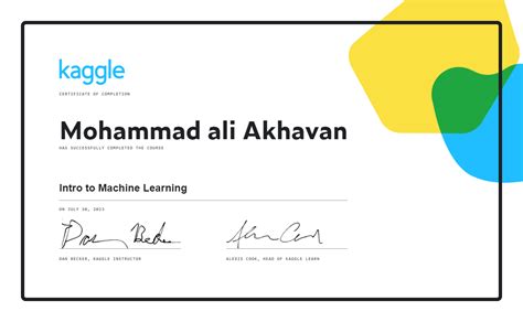 Mohammad Ali Akhavan Completed The Intro To Machine Learning Course On Kaggle