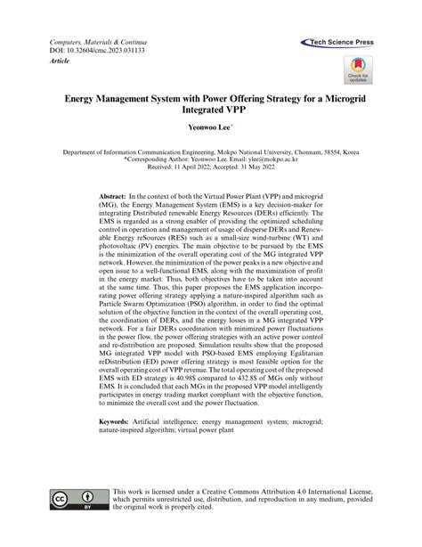 Pdf Energy Management System With Power Offering Strategy For A Microgrid Integrated Vpp