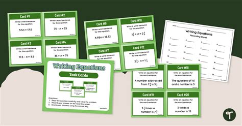 Writing Equations Task Cards Teach Starter