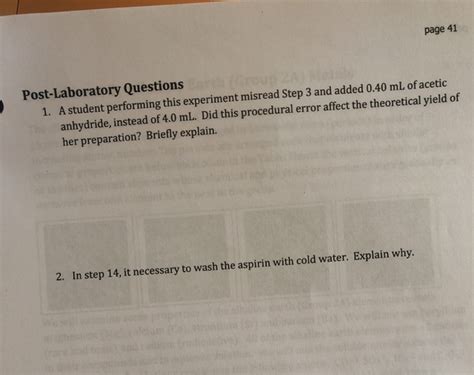 Solved Page 41 Post Laboratory Questions 1 A Student