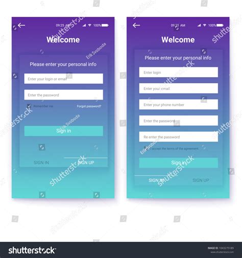 Ui Design Account Authorization Register Interface Stock Vector Royalty Free 1043275189