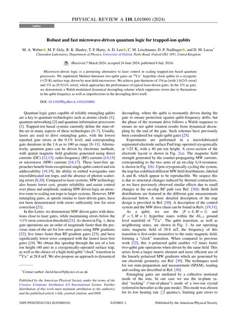 Pdf Robust And Fast Microwave Driven Quantum Logic For Trapped Ion Qubits
