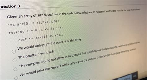 Solved Uestion 3 Given An Array Of Size 5 Such As In The