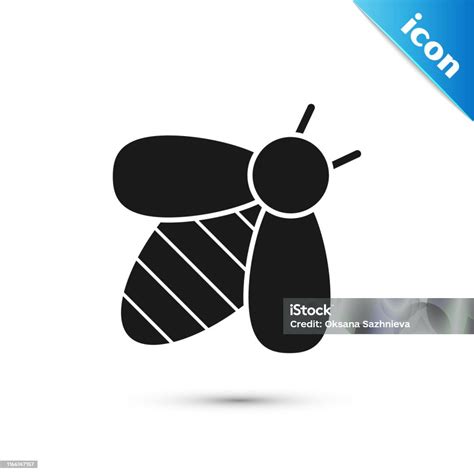 흰색 배경에 격리 된 검은 꿀벌 아이콘입니다 달콤한 천연 식품 날개 기호가있는 꿀벌 또는 Api 비행 곤충입니다 벡터 일러스트레이션 개념에 대한 스톡 벡터 아트 및 기타