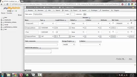 create mysql table with phpmyadmin youtube