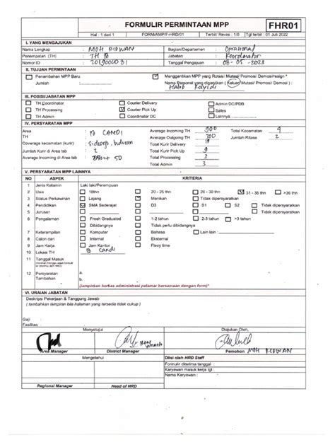 form mpp kurir pickup th18 candi rizal mulyawan pdf
