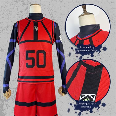 Holoun Blue Lock Anime Cosplay Costume Wig Kunigami No50 Red Football Holouncosplay
