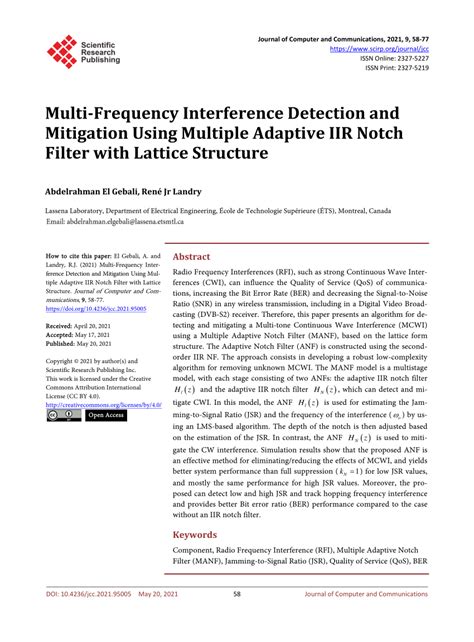Pdf Multi Frequency Interference Detection And Mitigation Using
