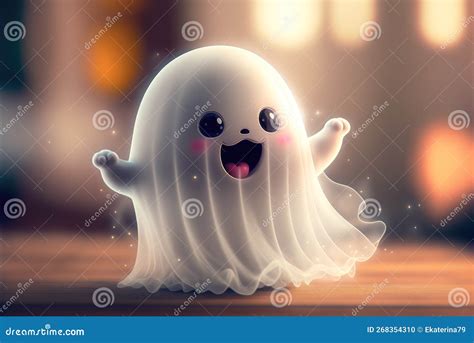 A Cute Funny Ghost Character Created With Generative Ai Stock