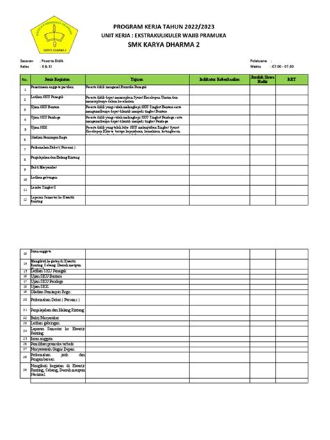Format Program Kerja Eskul Pdf