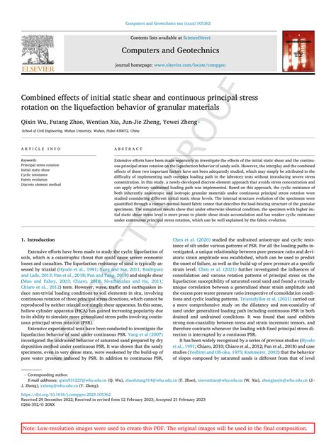 Pdf Combined Effects Of Initial Static Shear And Continuous Principal Stress Rotation On The