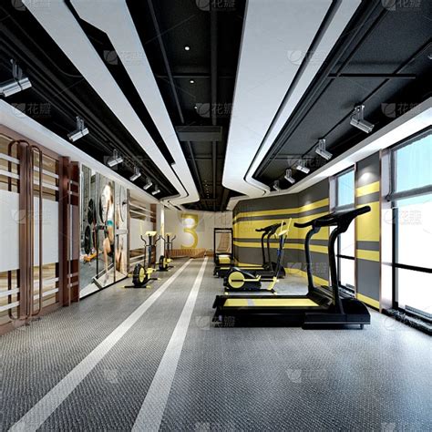 3d渲染健身房健身中心素材 花瓣网