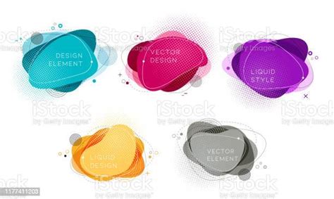 추상적 인 현대 그래픽 요소의 집합입니다 액체 모양을 흐르는 그라데이션 추상 배너입니다 0명에 대한 스톡 벡터 아트 및 기타 이미지 0명 개체 그룹 광고 Istock