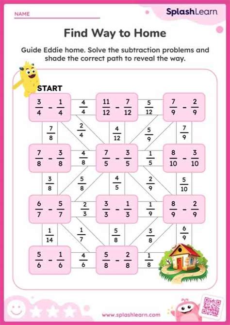 Subtract Like Fractions Worksheets Free And Printable Splashlearn