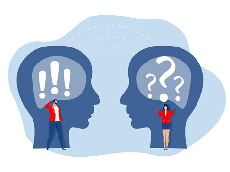 Man And Woman With Question Mark And Exclamation Mark With Human Head Question And Answer With