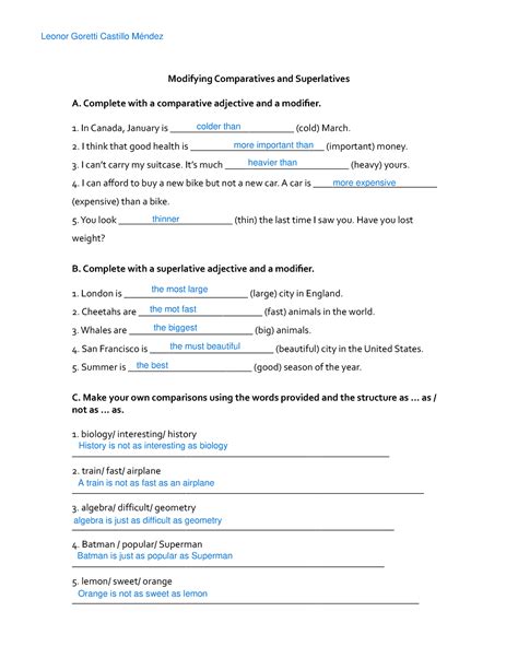 Modifying Comparatives And Superlatives Complete With A Comparative