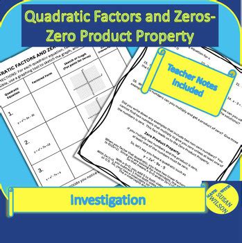 Quadratic Factors And Zeros Zero Product Property Investigation