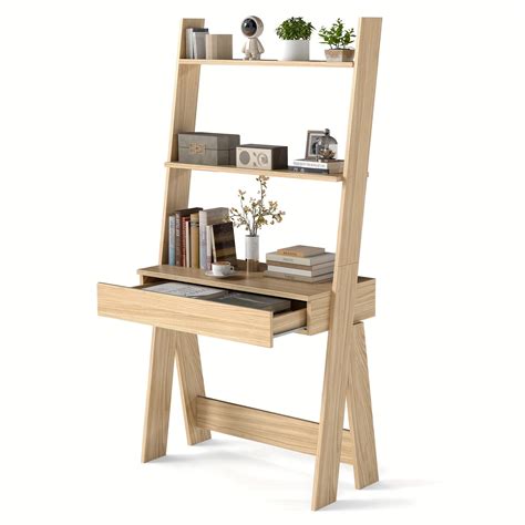 Ladder Shelf Desk Bookcase Wcountertop Drawer And 2 Shelves Bookshelf