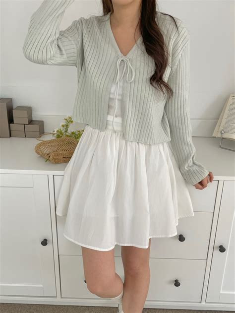 🎀유행템3col 리본 골지 브이넥 볼레로 가디건 에이블리